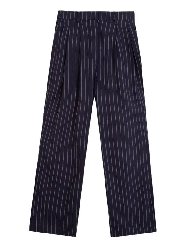 Maison Labiche Striped Pleated Wide-leg Trousers - Black