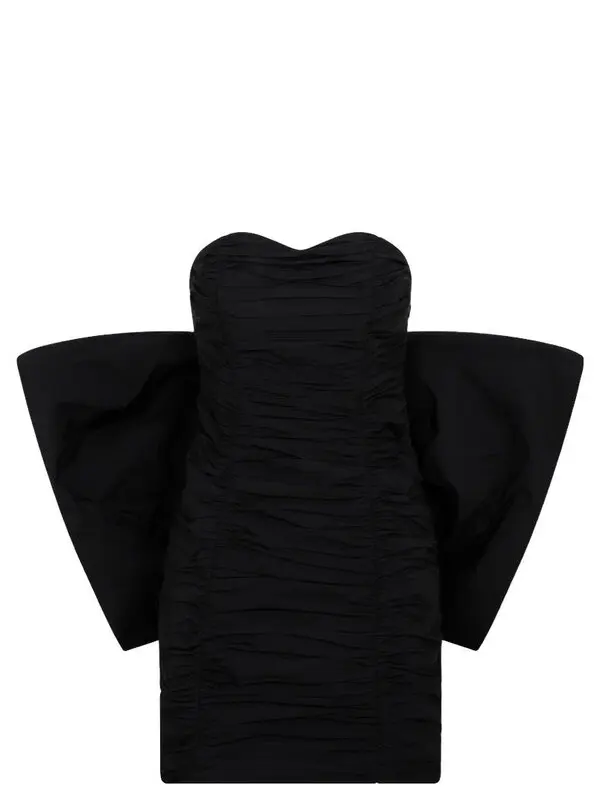 ROTATE BY BIRGER CHRISTENSEN Strapless Heart-shaped Neckline Mini Dress With Oversized Bow - Black