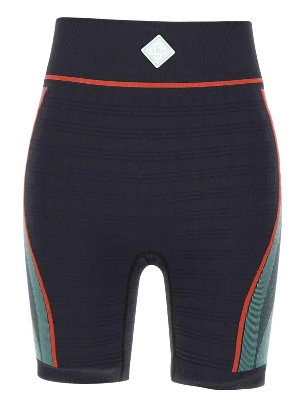 Casablanca Ribbed Paneled Cycling Shorts - Black