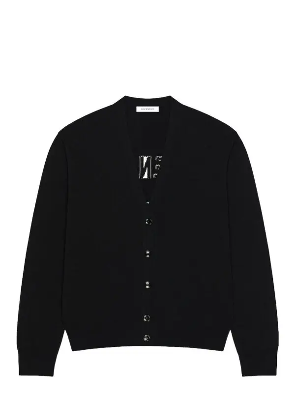 Givenchy Couture Seam Knit Cardigan With Paris Logo - Black