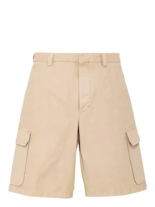 Prada Cotton Satin Bermuda Shorts - Nude