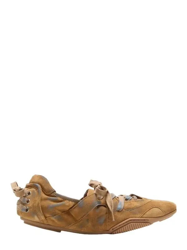 Acne Studios Lace Up Distressed Leather Sneakers - Brown