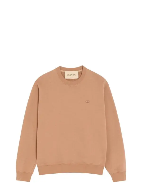 Valentino Garavani Cotton Sweatshirt With Vlogo Embroidery - Nude