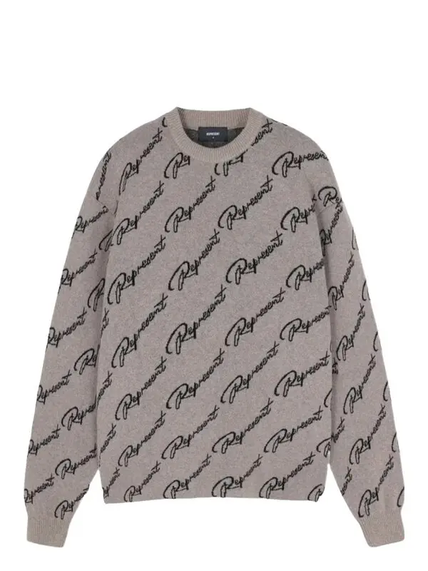 REPRESENT Long-sleeved Jacquard Sweater - Gray