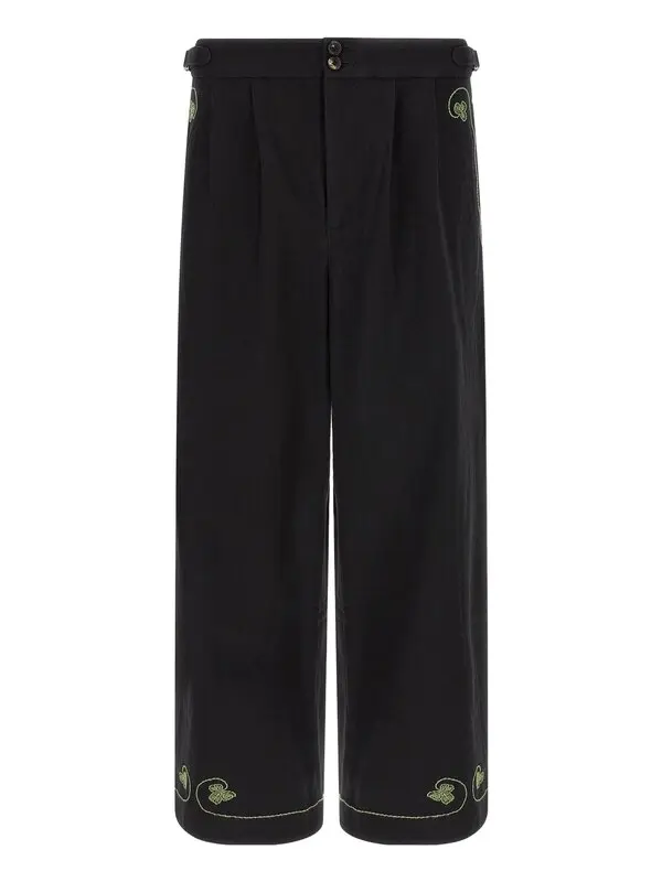 BODE Embroidered Clover Cropped Trousers - Black