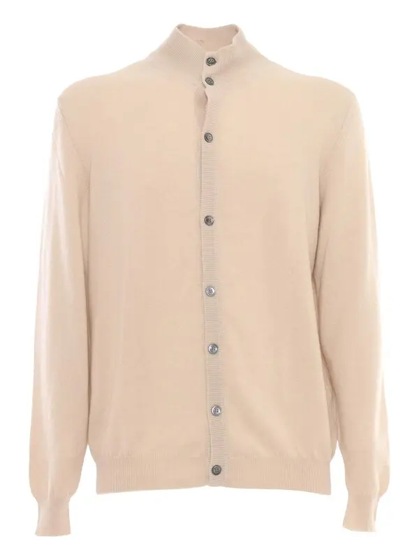 Fedeli Long Sleeved Knitted Cardigan - Nude