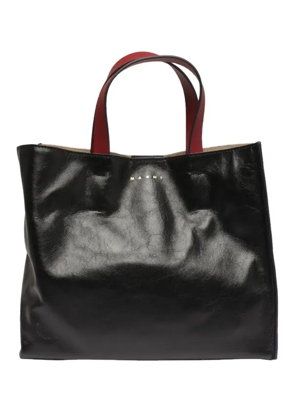 Marni Logo-stamp Leather Tote Bag - Black