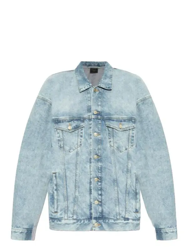 Balenciaga Bb Logo Denim Jacket - Blue