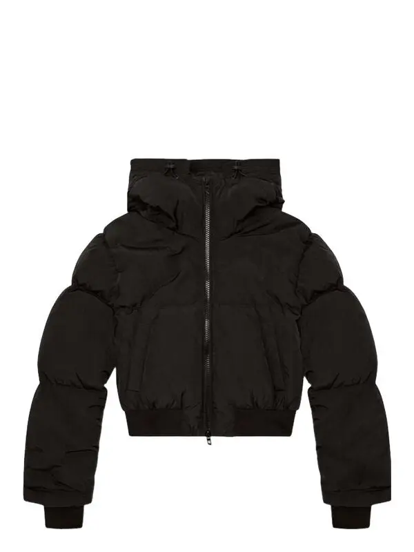 DIESEL® Cropped Puffer Jacket With D Symbol Detail - Black