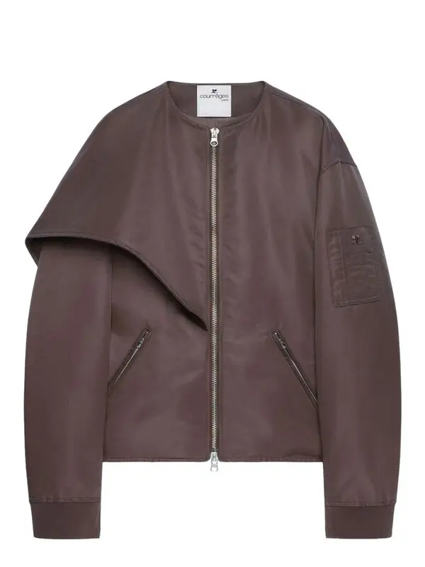 COURREGES Courrèges Oversized Bomber Jacket With Bow Collar - Brown