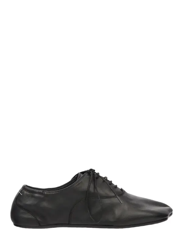 MAISON MARGIELA Square Toe Lace-up Flats - Black