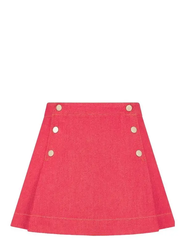 Dior A-line Buttoned Skirt - Stone Washed Raspberry Red