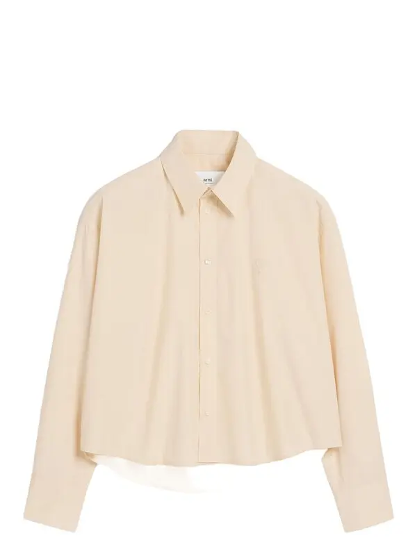 Ami Cropped Oversized Shirt - White Cream