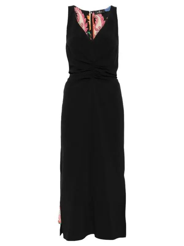 Etro Ruched Midi Dress - Black