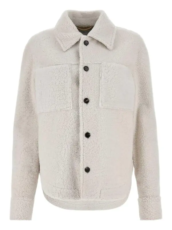 Bottega Veneta Oversized Shearling Overshirt - White