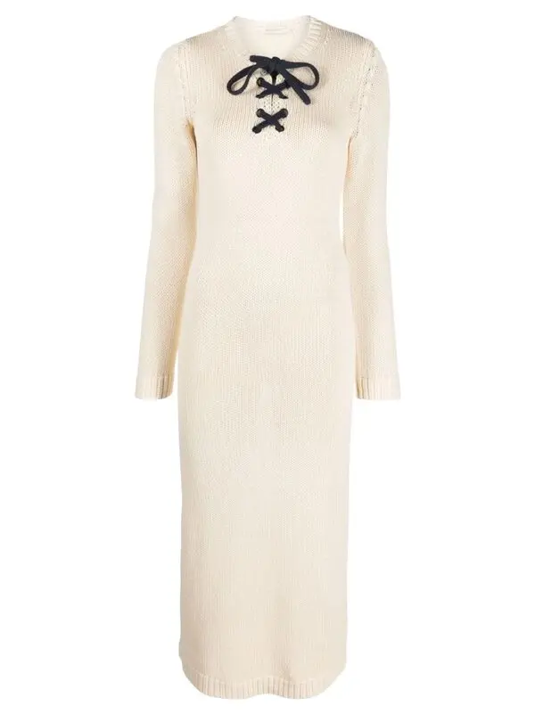 Zimmermann Lace-up Knitted Midi Dress - White