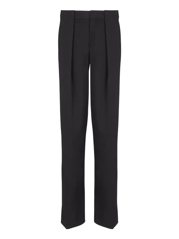 Balmain Pleated Grain De Poudre Trousers - Black