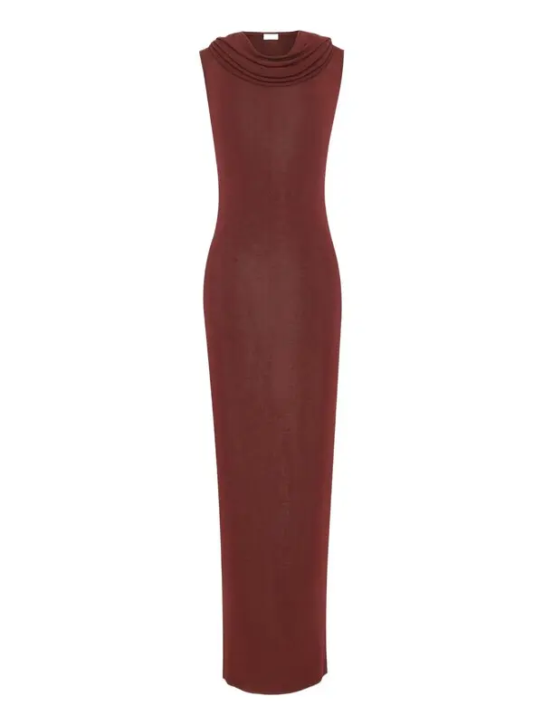 Saint Laurent Sleeveless Hooded Maxi Dress - Red