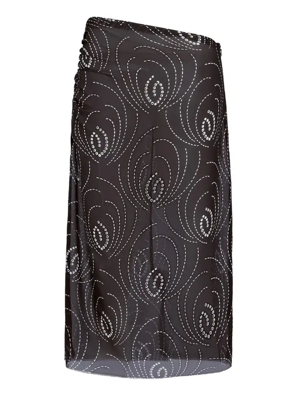 Prada All-over Geometric Patterned Midi Skirt - Black