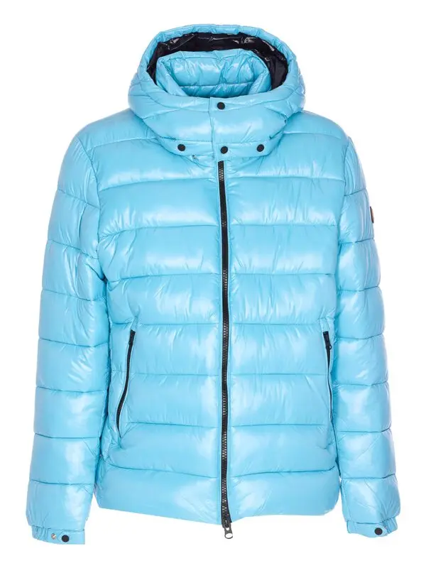 SAVE THE DUCK Zip-up Hooded Puffer Jacket - Blue