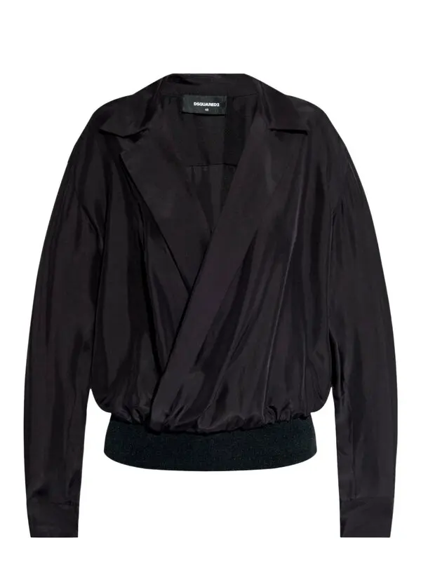 Dsquared2 V-neck Top With Pleated Details - Black
