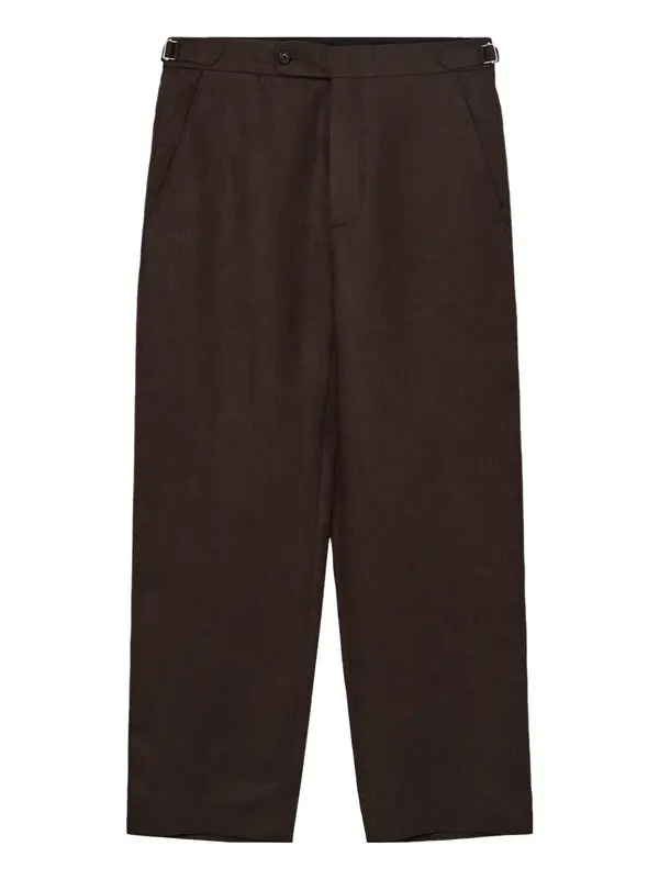 BODE Straight Leg Casual Pants With Adjustable Buckled Waistband - Black