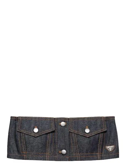 Prada Crop Top In Selvedge Denim - Blue