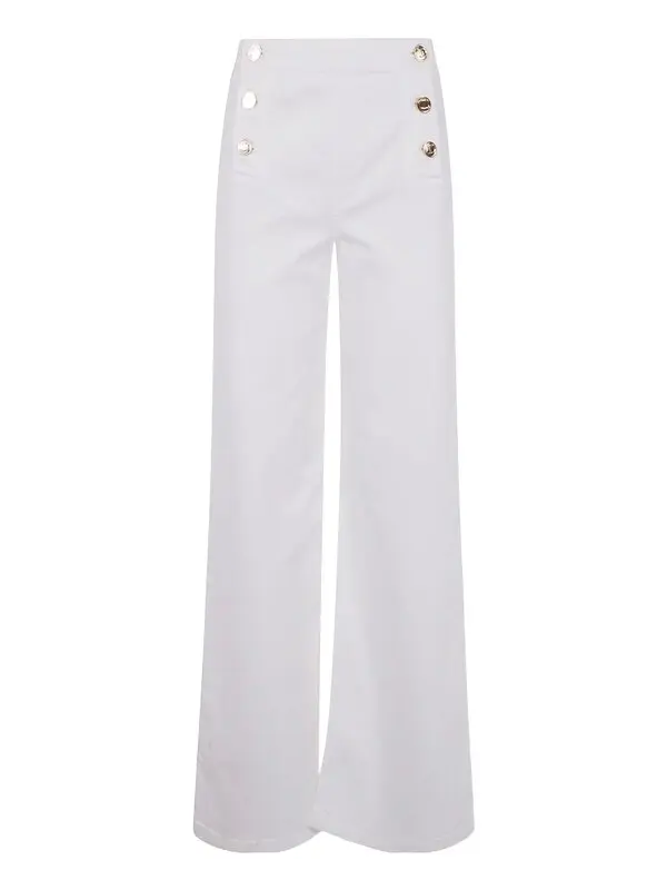 TWINSET Button Detail Wide Leg Pants - White