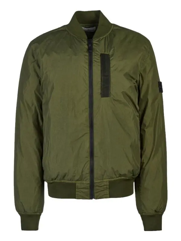 Stone Island Bomber Jacket With Zipper Closure - Military Green