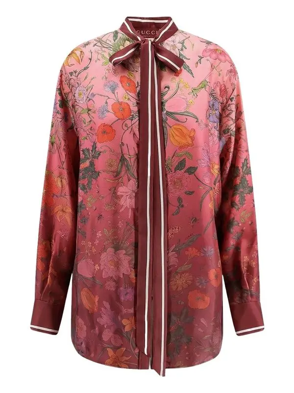 Gucci Flora Printed Silk Shirt - Red