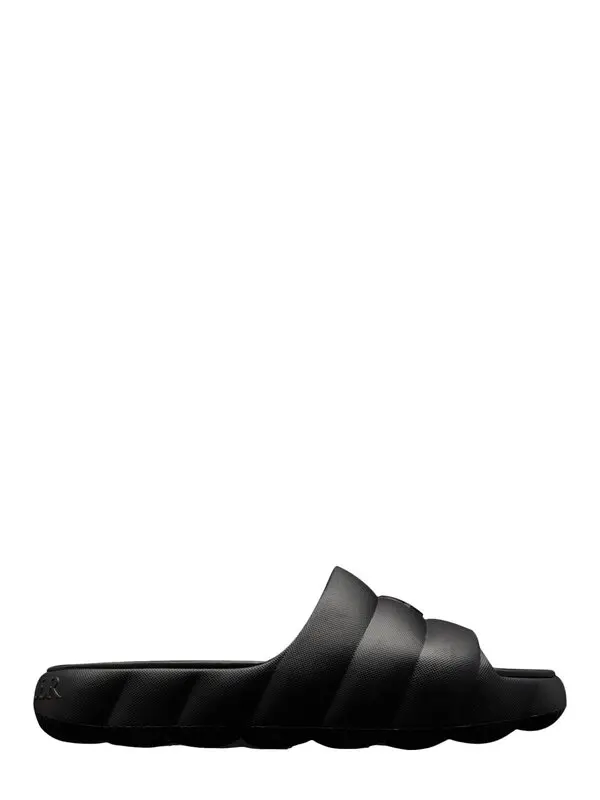 Moncler Logo Embossed Slides - Black