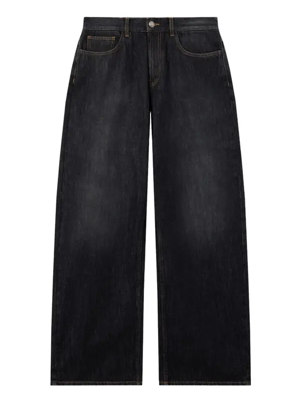Palm Angels Curved Logo Wide Leg Jeans - Vintage Black Vintage Black