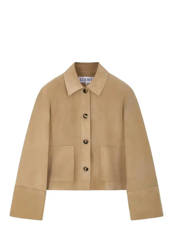 Loewe Long Sleeve Leather Jacket - Brown