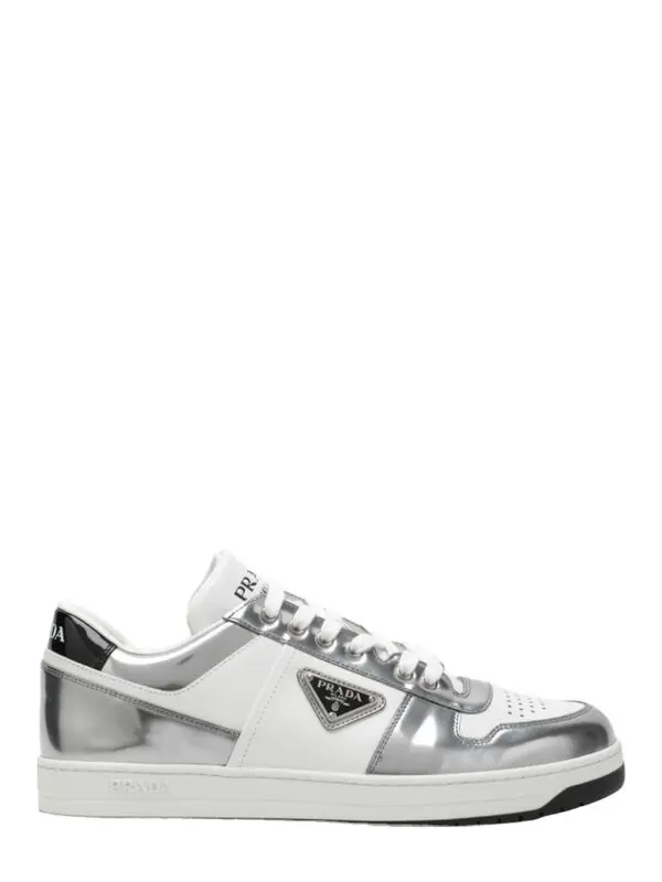 Prada Downtown Leather Sneakers - White / Silver
