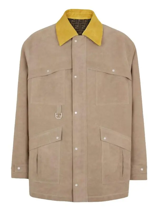 Fendi Long-sleeved Jacket With Pocket Detail - Nude