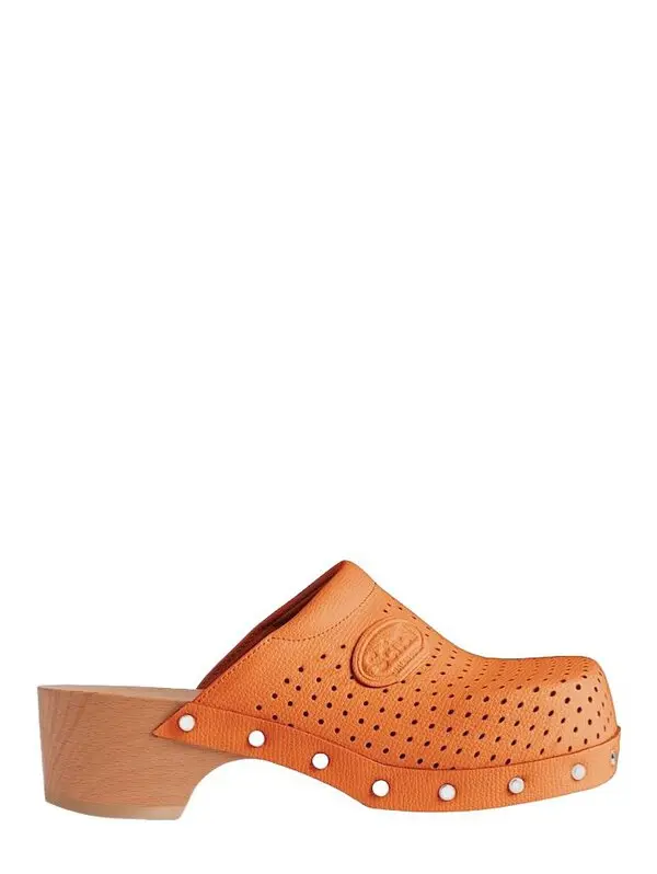 Balenciaga X Scholl Perforated Calfskin Clogs - Pale Orange