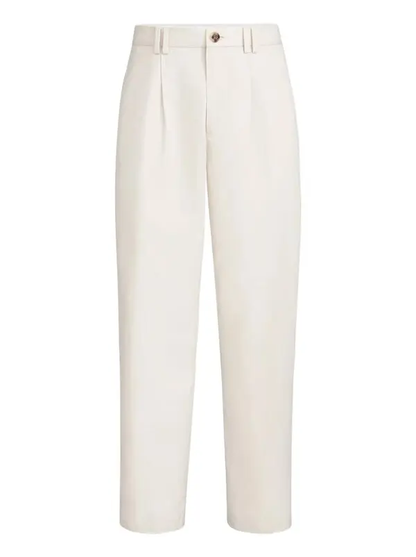 Brunello Cucinelli Pleated Cotton And Linen Canvas Trousers - White