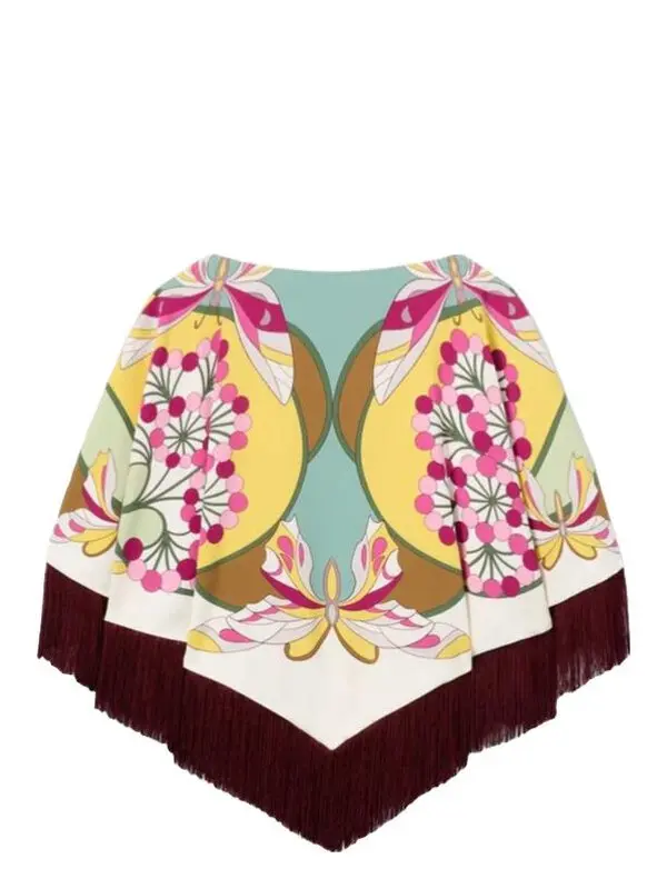 La DoubleJ Reversible Mini Poncho Top With Fringe - Pink