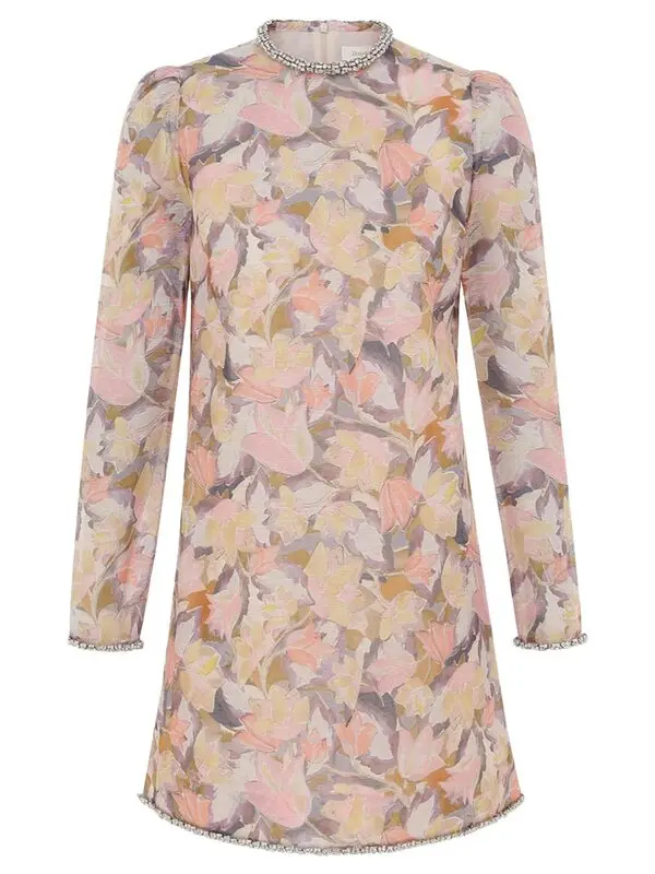 Zimmermann Illustration Embellished Mini Dress - Nude