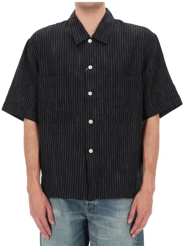 SUNFLOWER Pinstriped Short-sleeve Shirt - Black
