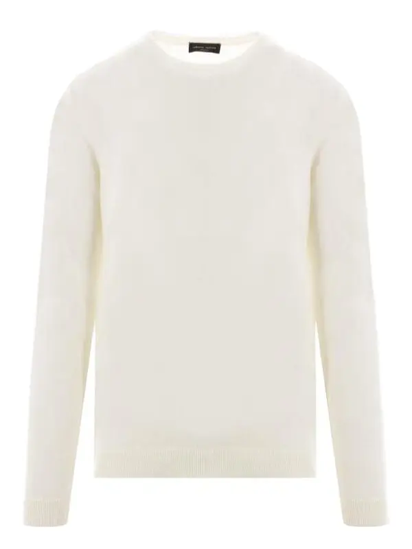 ROBERTO COLLINA Merino Crew Neck Knitwear - White