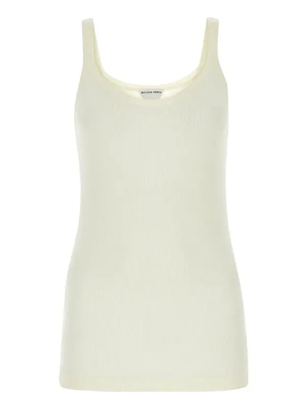 Bottega Veneta Slim Fit Cotton Tank Top - Chalk White