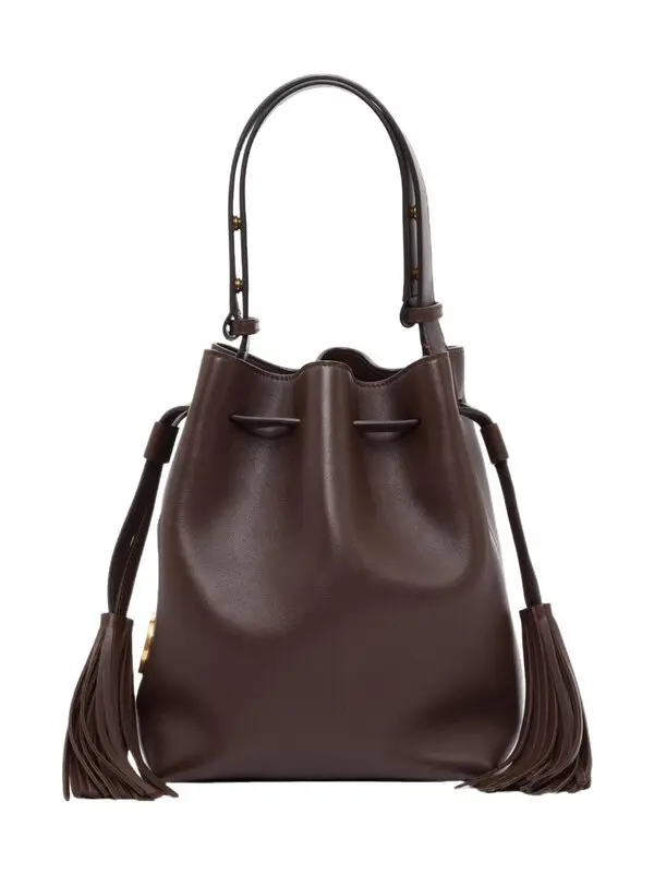 Valentino Garavani Seau Vlogo Signature Drawstring Tote Bag - Dark Coffee