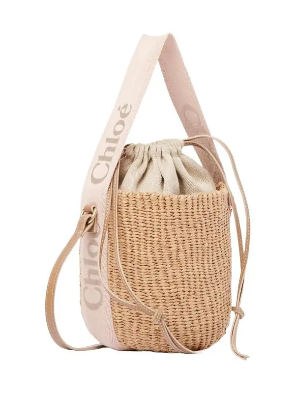 Chloé Woody Drawstring Small Basket Bag - Nude