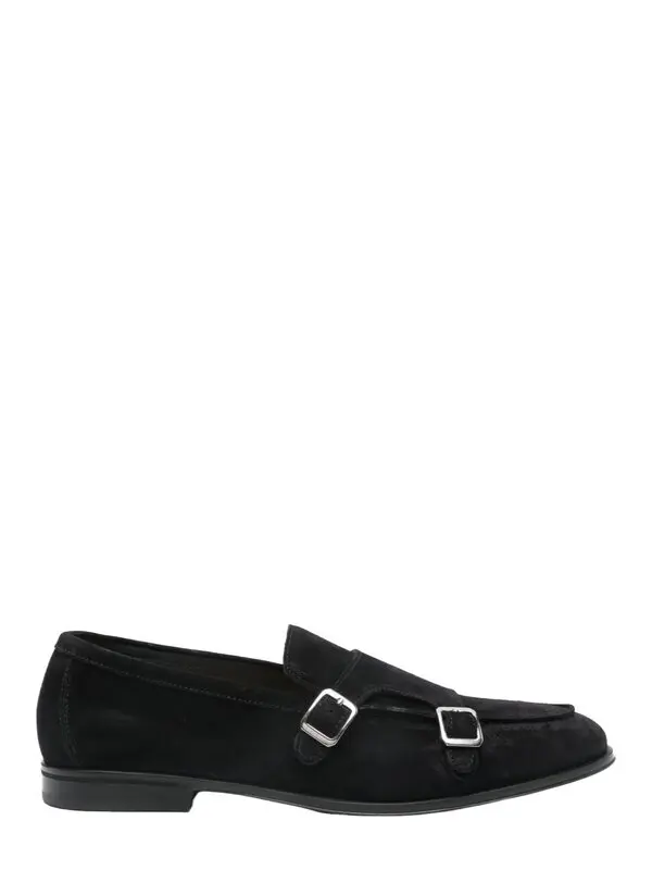 DOUCAL'S Suede Double Monk Strap Shoes - Black