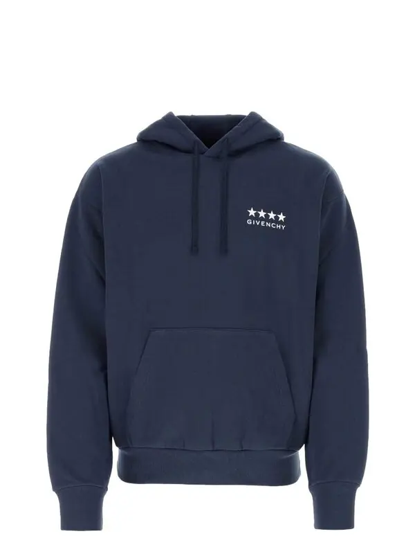 Givenchy Embroidered Logo Drawstring Hoodie - Blue
