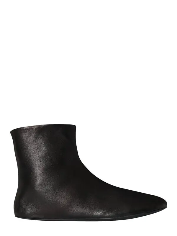 THE ROW Stella Leather Ankle Boots - Black