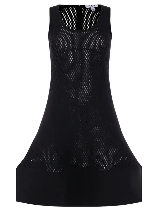 Alaïa Peplum Sleeveless Dress With Geometric Cutouts - Black