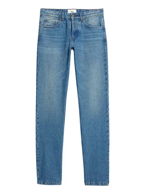 Ami Logo Patch Tapered-leg Jeans - Blue