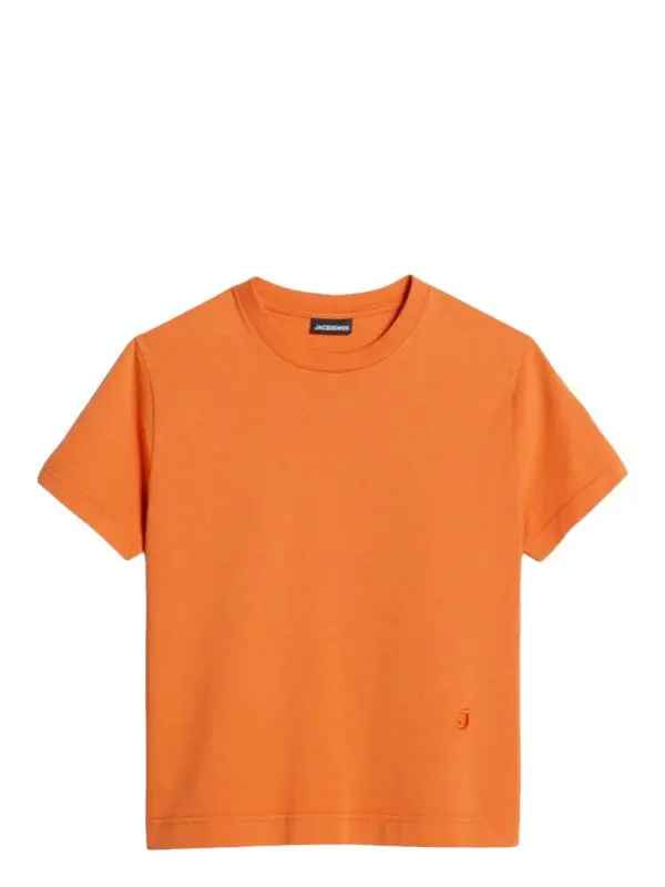 Jacquemus Ava Logo Embroidered Cotton T-shirt - Orange